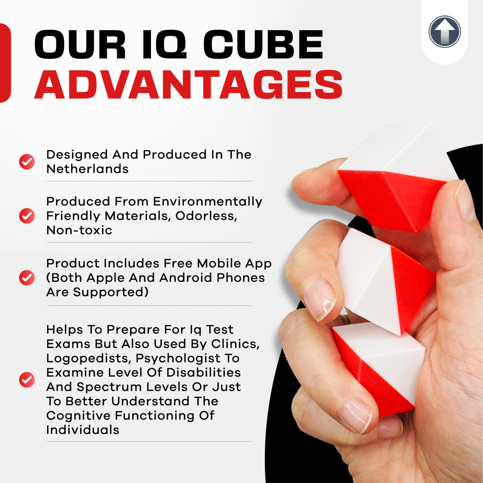 PrfcNL IQ Test Cubes in Red for WISC-V, WAIS-IV, WPPSI, BDT