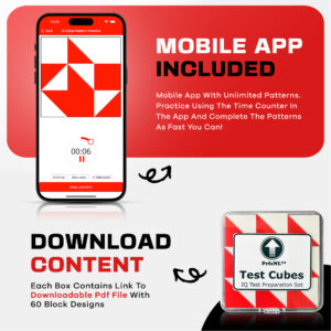 PrfcNL IQ Test Cubes in Red for WISC-V, WAIS-IV, WPPSI, BDT